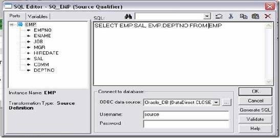 Informatica: SOURCE QUALIFIER TRANSFORMATION